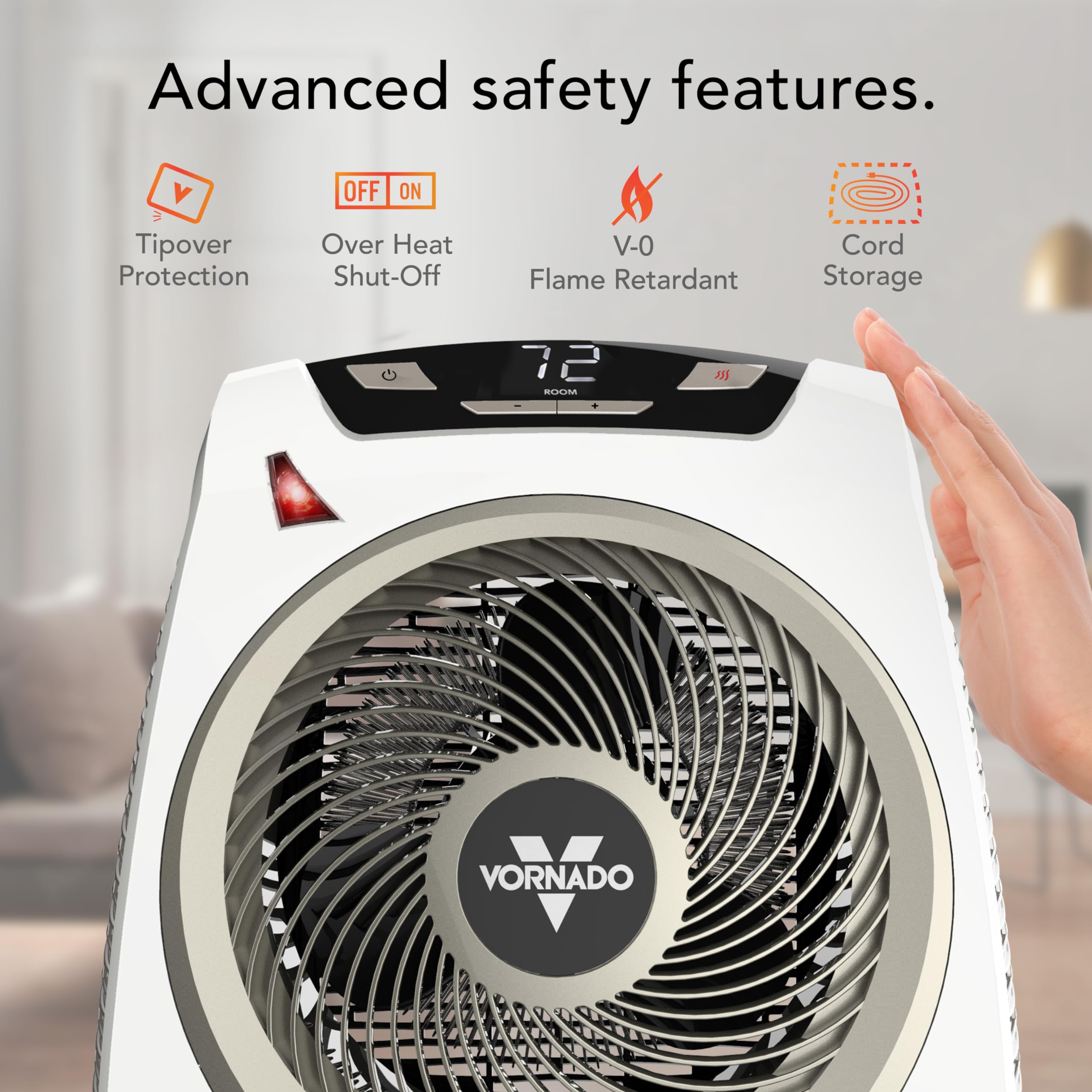 Vornado AVH10 Space Heater for Home, 1500W/750W, Fan Only Option, Digital Display with Adjustable Thermostat, Advanced Safety Features, Auto Climate Control, Whole Room Electric Heater for Indoors