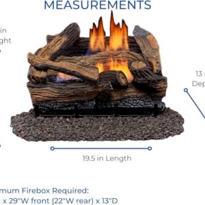 Duluth Forge Split Red Oak Ventless Log Set – 18 Inch, 30,000 BTU, Dual Fuel (Propane/Natural Gas), Remote Control, Realistic Fireplace Insert