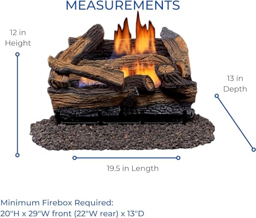 Duluth Forge Split Red Oak Ventless Log Set – 18 Inch, 30,000 BTU, Dual Fuel (Propane/Natural Gas), Remote Control, Realistic Fireplace Insert