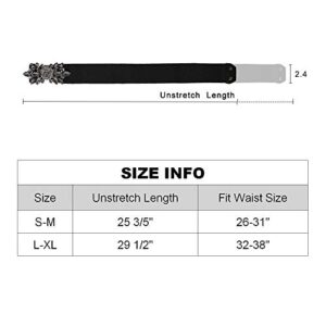 Dorchid Women Retro Belts Rhinestone Cummerbunds Floral Crystal Interlocking Waistband Stretch belt for Female (Black, L-XXL(32~39"))