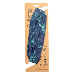 karma octopus headband for women - wide - fabric headband and stretchy hair scarf - blue