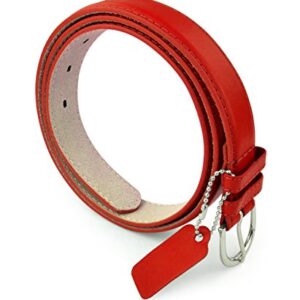 Belle Donne Womens Dress Belt, Red belt for women, Silver Polished Buckle Red Medium