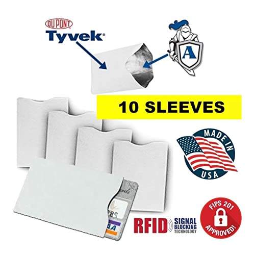 10x RFID Blocking Credit Card"DuPont TYVEK" Sleeves for wallet or purse. Protect your debit cards, credit cards and IDs from identity theft skiming.