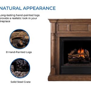 Duluth Forge Split Red Oak Ventless Log Set – 18 Inch, 30,000 BTU, Dual Fuel (Propane/Natural Gas), Remote Control, Realistic Fireplace Insert