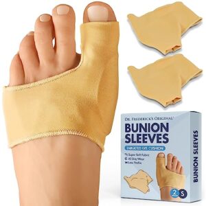 dr. frederick's original bunion sleeves - 2ct. - thin bunion relief socks - orthopedic bunion cushion for women & men - gel pad bunion guard, big toe separator - small - w5-6.5 | m4.5-6