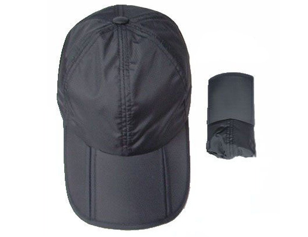 Sumolux Men Women Outdoor Rain Sun Waterproof Quick-Drying Long Brim Collapsible Portable Hat Black