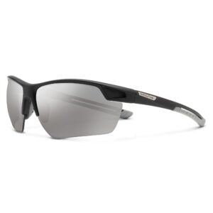 suncloud contender polarized sunglasses, matte black frame, silver lens