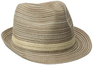 san diego hat company women's one size mixed braid fedora sun hat, beige