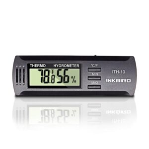 inkbird ith-10 digital thermometer and hygrometer temperature humidity monitor humidor guitar ukulele mason jar