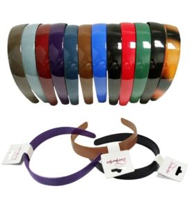 coveryourhair plastic hairbands - hard headbands - 12 pack dark colors