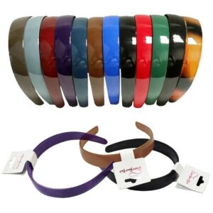 CoverYourHair Plastic Hairbands - Hard Headbands - 12 Pack Dark Colors