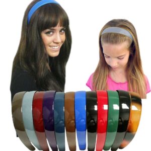 CoverYourHair Plastic Hairbands - Hard Headbands - 12 Pack Dark Colors