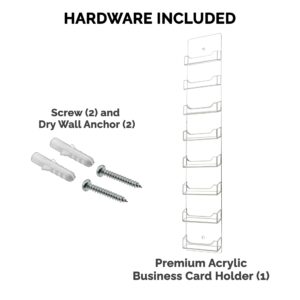 Wall Business Card Holder with Hanging Hardware for 3.5" x 2" Gift 8 Slot Card Card Rack Retail Stores or Salon Multi Pocket Clear Acrylic One Piece by Marketing Holders