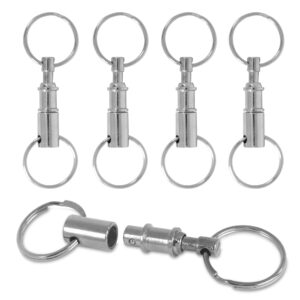 super z outlet pull-apart silver key ring easy detach double spring split snap separate chain convenient accessory gift (4 pack)