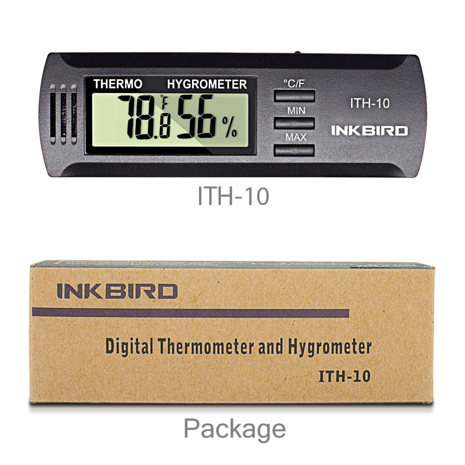 Inkbird ITH-10 Digital Thermometer and Hygrometer Temperature Humidity Monitor Humidor Guitar Ukulele Mason Jar