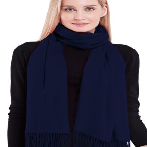 CJ Apparel Navy Blue Dark Blue 100% Cashmere Shawl Pashmina Scarf Wrap Stole Head Wrap Hand Made in Nepal NEW