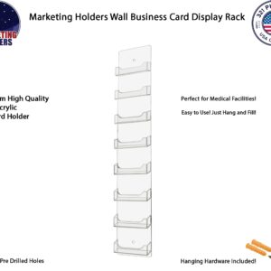 Wall Business Card Holder with Hanging Hardware for 3.5" x 2" Gift 8 Slot Card Card Rack Retail Stores or Salon Multi Pocket Clear Acrylic One Piece by Marketing Holders