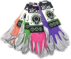 4 pack atlas glove nt370 atlas nitrile garden gloves - small (assorted colors)