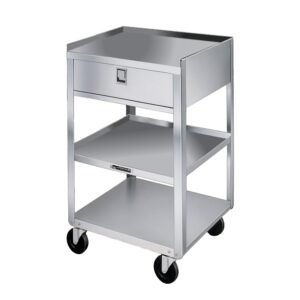 lakeside manufacturing 356 mobile equipment stand, stainless steel, 3 shelves and 1 drawer, 300 lb. capacity (fully assembled)