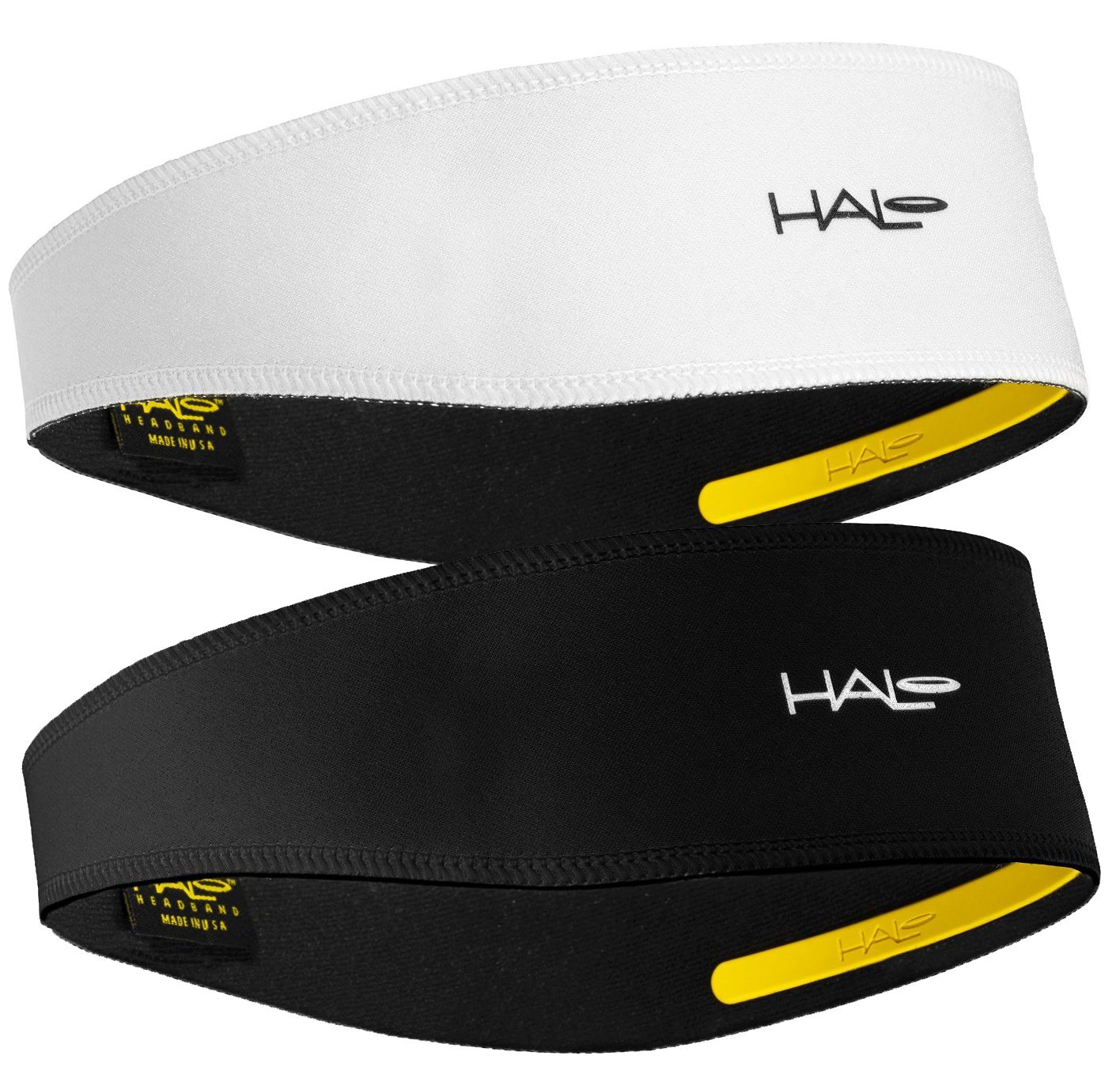 Halo Headband Sweatband Pullover, White and Black - 2 Pack