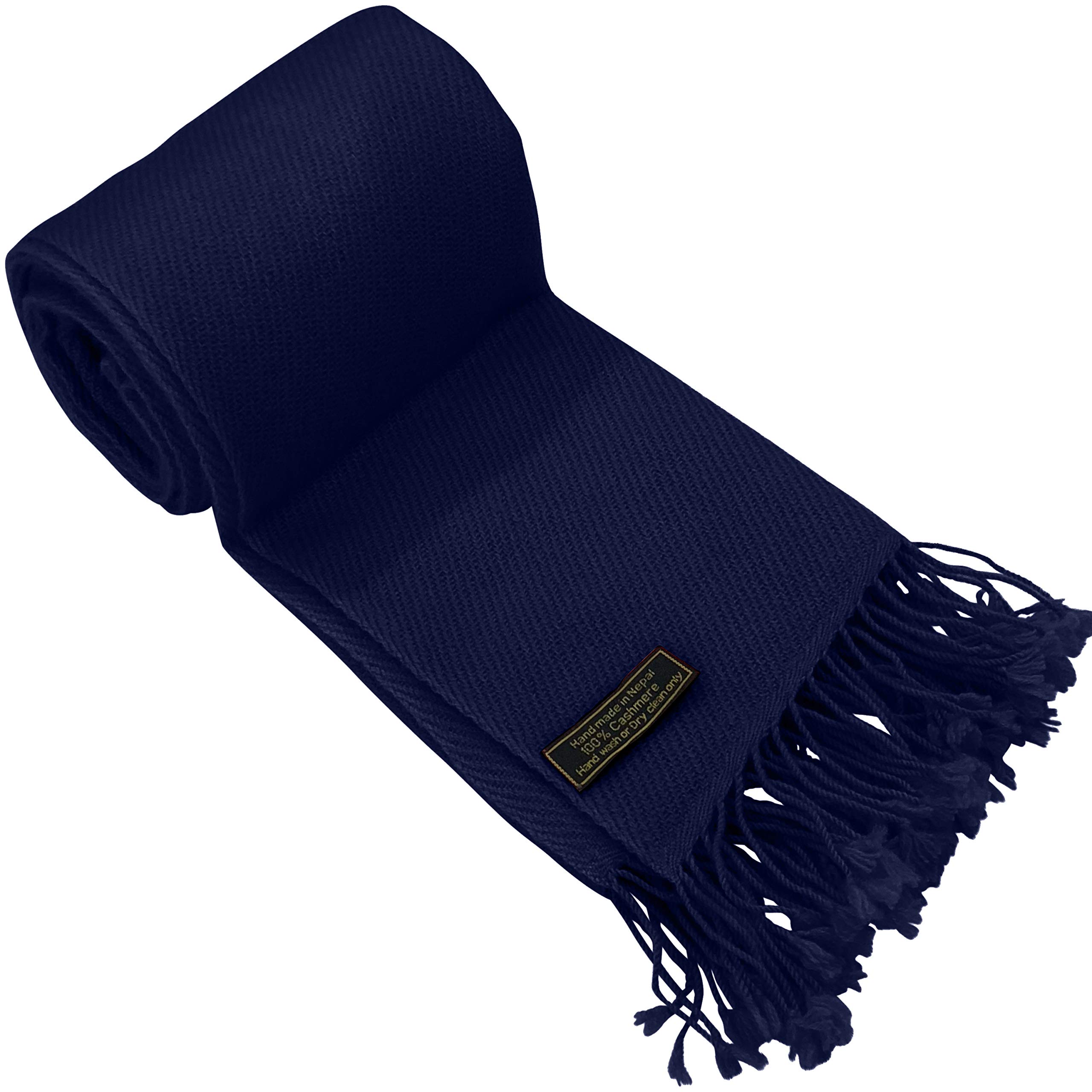 CJ Apparel Navy Blue Dark Blue 100% Cashmere Shawl Pashmina Scarf Wrap Stole Head Wrap Hand Made in Nepal NEW