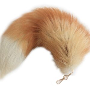 Golden Luxe: Genuine Silver Fox Tail Keychain Pendant in Rich Gold with White Tip – A Fashionable and Versatile Accessory