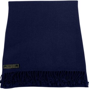 CJ Apparel Navy Blue Dark Blue 100% Cashmere Shawl Pashmina Scarf Wrap Stole Head Wrap Hand Made in Nepal NEW