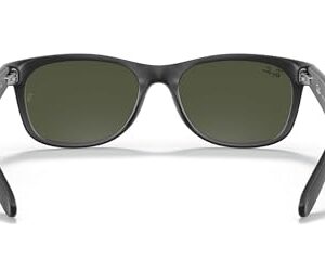 Ray-Ban RB2132 New Wayfarer Square Sunglasses, Rubber Black/G-15 Green, 58 mm