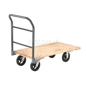 Global Industrial Platform Truck w/Hardwood Deck, 60 x 30, 2400 Lb. Capacity, 8" Rubber Casters