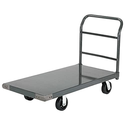 Global Industrial Platform Truck w/Steel Deck, 8" Rubber Casters, 36 x 24, 2400 Lb. Capacity