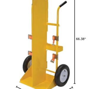 Vestil CYL-EH Steel Torch Cart-Lift Eye with Pneumatic Wheels 23 in. x 34-1/2 in. x 66-3/8 in. 500 Lb. Capacity Yellow