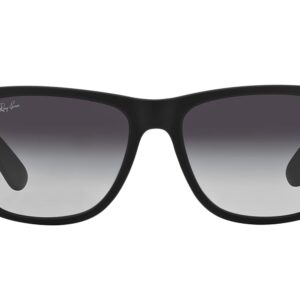 Ray-Ban RB4165 Justin Rectangular Sunglasses, Black/Grey, 55 mm