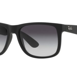 Ray-Ban RB4165 Justin Rectangular Sunglasses, Black/Grey, 55 mm