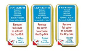 dry-brik® ii desiccant blocks - 3 blocks (1 pack of 3 blocks)| replacement moisture absorbing block for the global ii and zephyr by dry & store | hearing device dehumidifiers