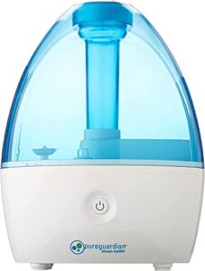 pure guardian h910bl ultrasonic cool mist humidifier, 14 hrs. run time, 210 sq. ft. coverage, small rooms, quiet, filter free