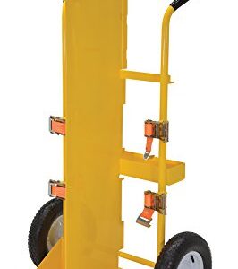 Vestil CYL-EH Steel Torch Cart-Lift Eye with Pneumatic Wheels 23 in. x 34-1/2 in. x 66-3/8 in. 500 Lb. Capacity Yellow