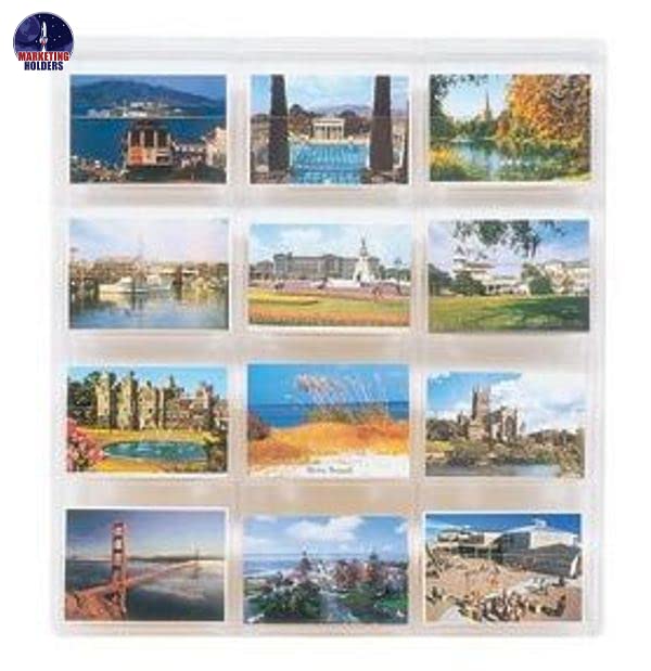 2 Pack Post Card Holder Acrylic 12 Pocket Holds 6" Printed Media Hanging Hardware Included Use at Shops Motels Airports and Transportation Centers Historical Sites Stores Clear by Marketing Holders