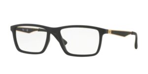 ray-ban rx7056 square prescription eyeglass frames, matte black/demo lens, 55 mm