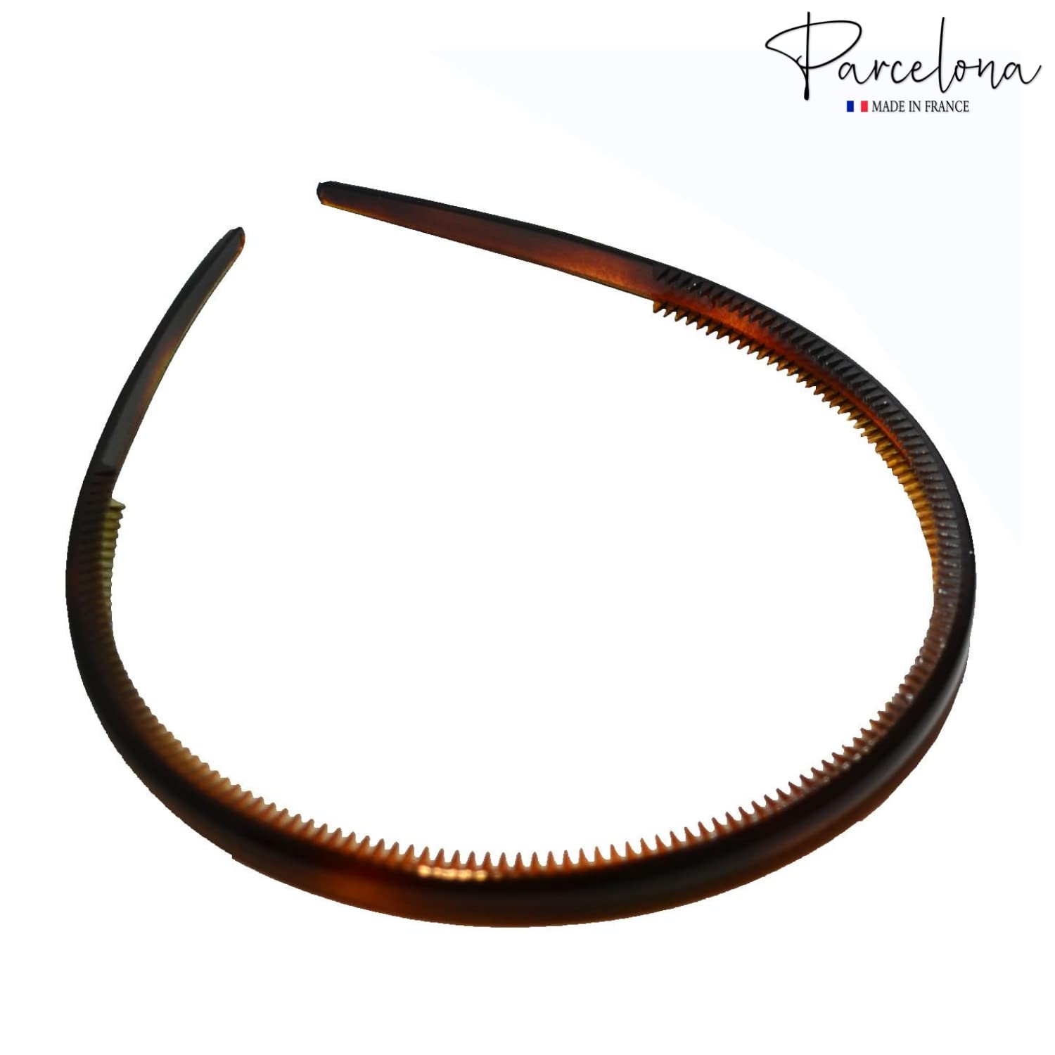 Parcelona French Thin Set of 2 Tortoise Shell Brown and Black Comb Hair Headbands with Inner Teeth Nibs