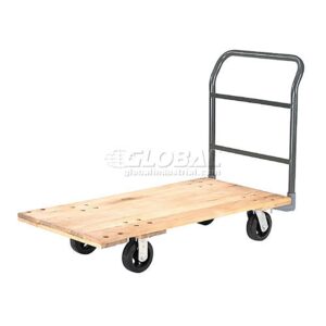 global industrial platform truck w/hardwood deck, 48 x 24, 2000 lb. capacity, 6" rubber casters