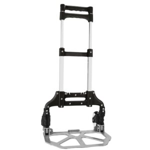 heavy duty hand truck & dolly - 150 lb. capacity aluminum utility cart with adjustable shaft, folds down to just 2" by knack – moving equipment, great for lifting boxes & luggage (black)