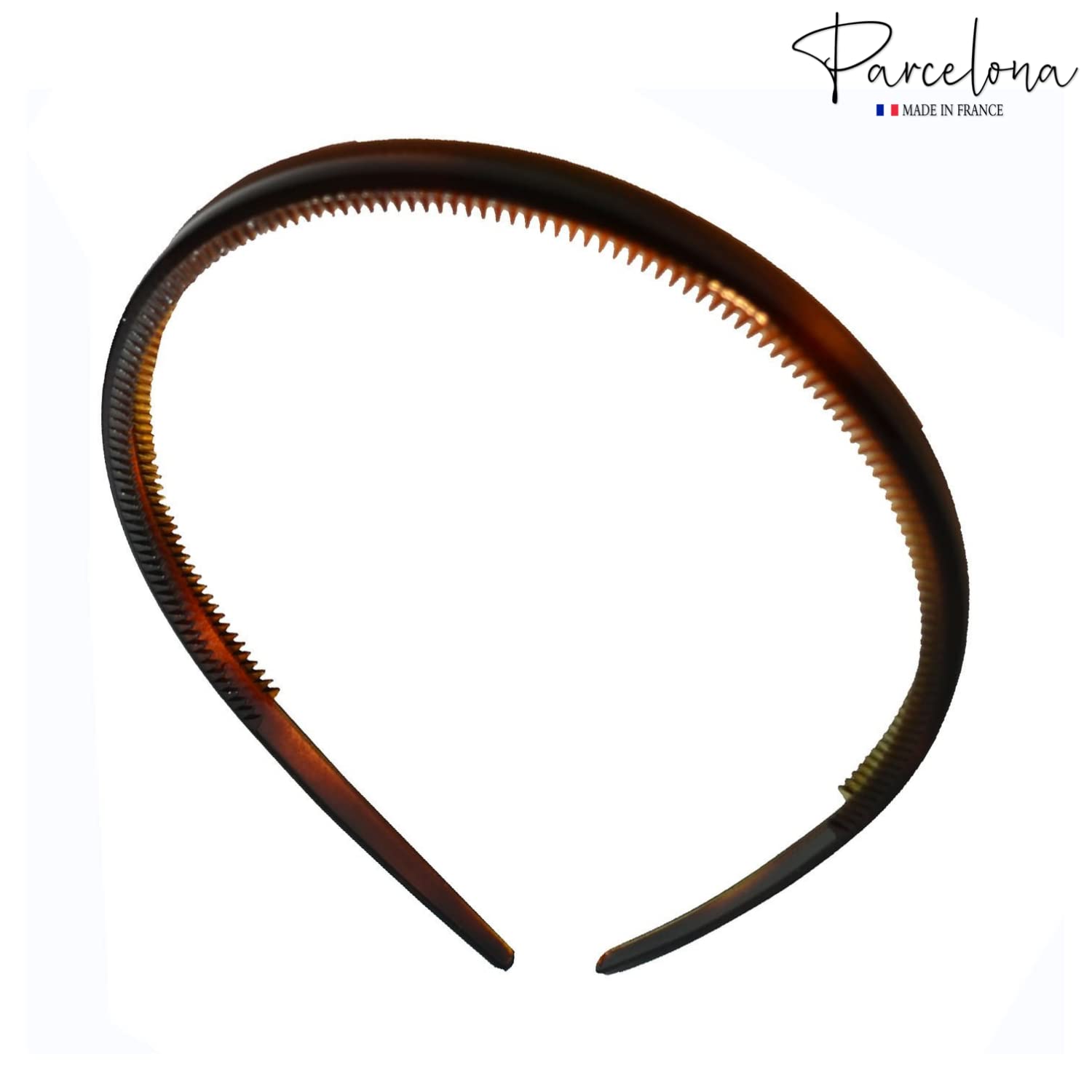 Parcelona French Thin Set of 2 Tortoise Shell Brown and Black Comb Hair Headbands with Inner Teeth Nibs