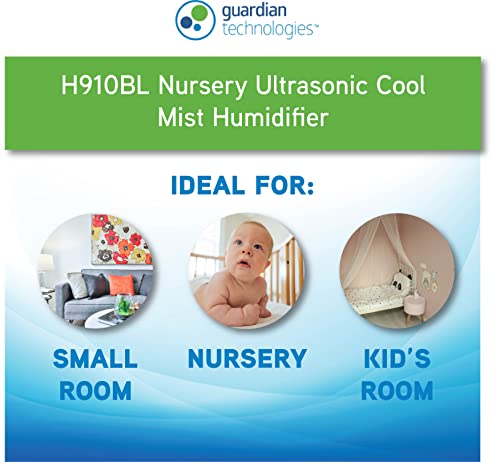 Pure Guardian H910BL Ultrasonic Cool Mist Humidifier, 14 Hrs. Run Time, 210 Sq. Ft. Coverage, Small Rooms, Quiet, Filter Free