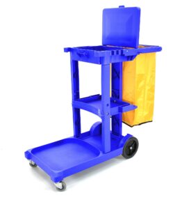 commercial housekeeping janitorial cart with vinyl bag af08170 blue