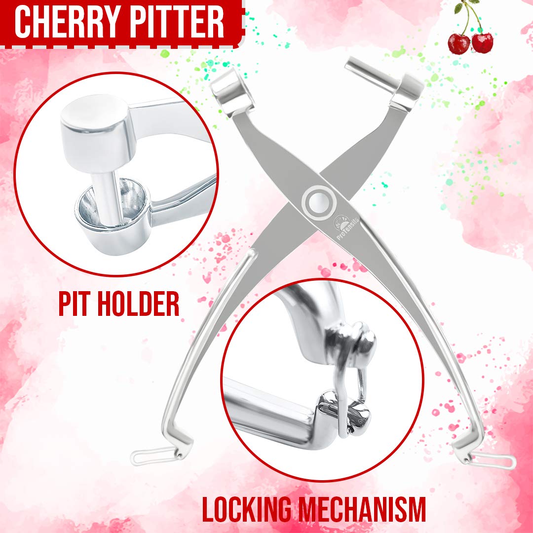 ProTensils Cherry Pitter Tool Pit Remover with Locking Mechanism | Cherry Picker | Cherry Seed Remover for Baking, Olive Pitter Kitchen Accessories | Cherry Pitter Machine for Making Cherry Dishes