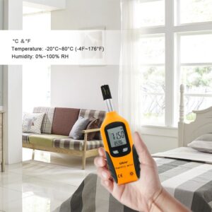 Digital Psychrometer Thermometer Hygrometer with Backlight, ERAY Temperature and Humidity Reader Meter Thermo-Hygrometer with Dew Point and Wet Bulb Temperature, 9V Battery Included