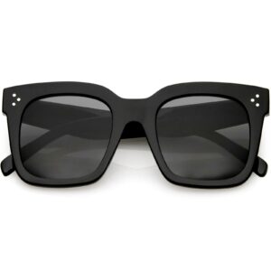 zerouv - oversized fashion retro square sunglasses for women vintage style 50mm (black/smoke)