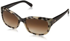 kate spade new york women's johanna rectangular sunglasses, havana black, 27 mm