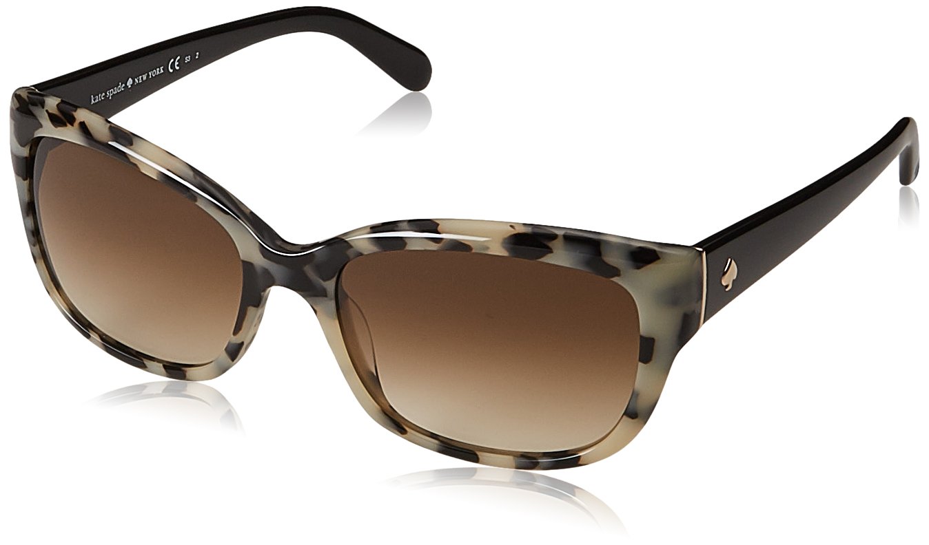 Kate Spade New York Women's Johanna Rectangular Sunglasses, Havana Black, 27 mm