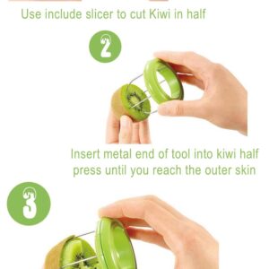 Fast Peel Any Fruit Or Soft Vegetable With Ease. Kiwi Slicer Peeler Pitter Scooper, Mango And Kimi Corer, Kiwi Fruit Scoop Kitchern Tool_Green